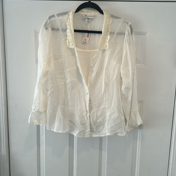 Dress Barn | Tops | Pretty Cream Color Blouse With Shell Lace And Pearl ...